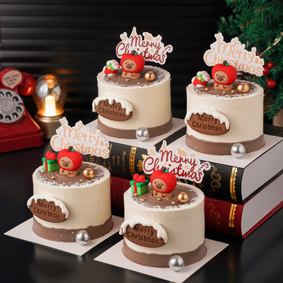 圣诞节苹果豚卡皮巴拉蛋糕装饰