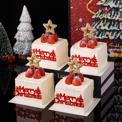 圣诞节快乐蛋糕装饰镂空五角星