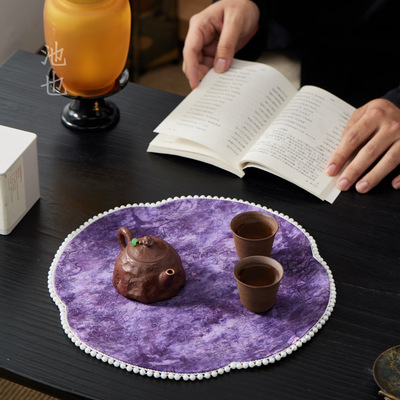 池也中式珍珠边防水禅意棱织茶席桌垫隔热布艺壶垫杯垫干泡茶台布