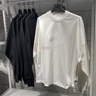 Adidas三叶草25年冬季男女运动黑色白色长袖套头衫KD6575 KD6576