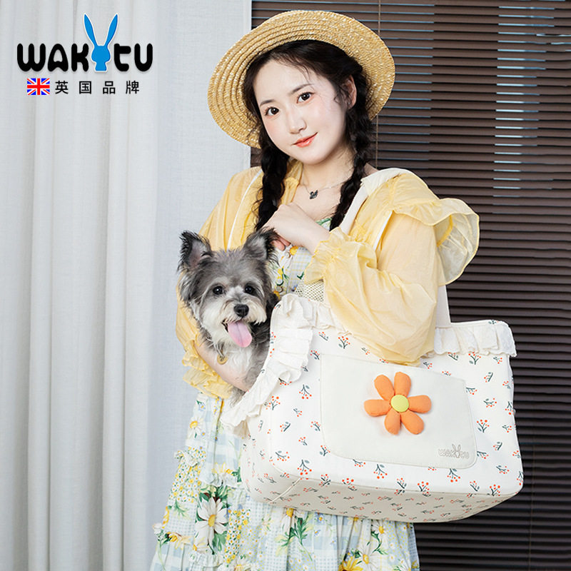 wakytu狗狗外出包猫包可露头便携宠物包泰迪比熊小型犬单肩手提包