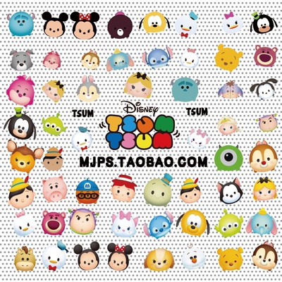 Q版迪士尼tsum米奇米妮小熊维尼公主宝宝宴生日派对设计AI素材