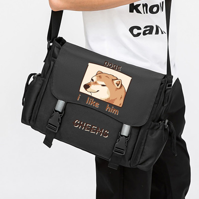 doge废柴表情包柴犬周边单肩斜挎背大容量旅行邮差包通勤学生书包