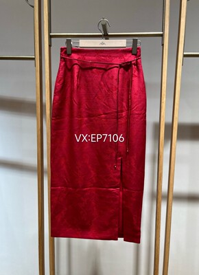 秋冬款红色雅致桑蚕丝花绸红色开衩半身裙半裙 EGJAS3105B-3299