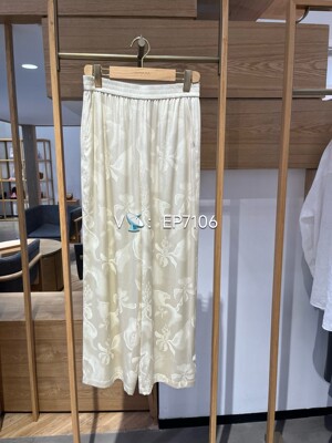 大雅家firststation春夏米色提花松紧腰宽松直筒休闲裤HFKES6427A