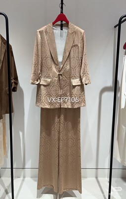 秋冬款卡其色琥珀香国风重磅真丝提花裤子 EGJAS6459A-3699