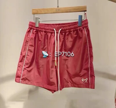 春夏款红色撞色抽绳A摆运动阔腿短裤裤子 EGJEA6209A-1299