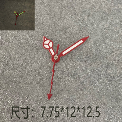 手表配件 红边白色三针表针绿夜光 适合装NH35/36/4R/7S机芯