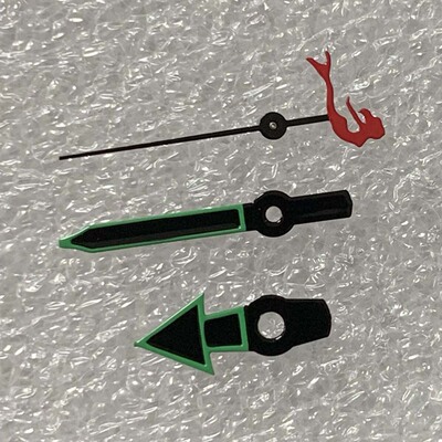 手表指针配件 绿边黑色龟秒鱼秒 装配日本NH35/NH36/4R36自动机芯