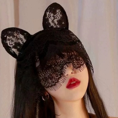 网红发饰遮脸面罩蕾丝头套情趣面具御姐眼罩遮眼面纱性感女神秘感