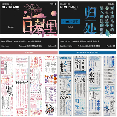 [祈鸟]莳柒手账 lslet  NeverLand水晶和纸胶带分装pet文字拼贴