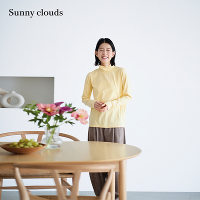 女式棉混亲肤微弹高领衫（黄）