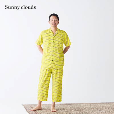 男式纯棉双纱棉镰鱼印花家居服