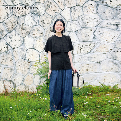 黑色圆点提花短袖衬衫