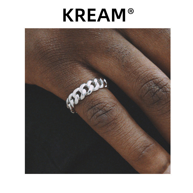 KREAM S925纯银 CUBAN RING古巴链条戒指男嘻哈女同款_虎窝淘