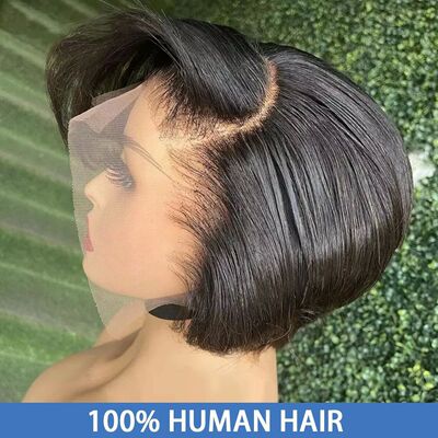 Straight Pixie Cut Wig Transparent Lace Human Hair Wigs Shor