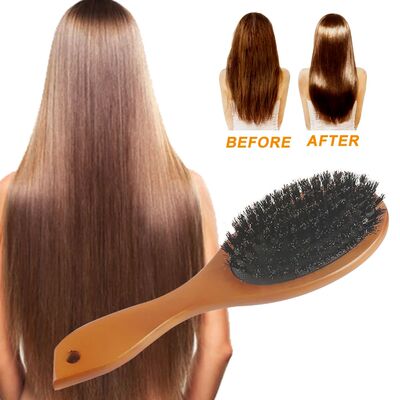Natural Boar Bristle Brush Comb Anti-Static Oval Hairdressin
