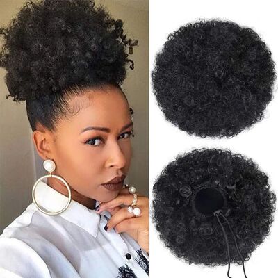Synthetic Large Afro Puff Drawstring Ponytail Kinky Curly Ha
