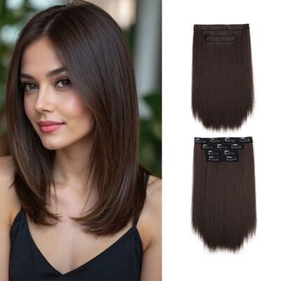 Synthetic 4pcs/set Short Straight Clip-In Hair Extensions Bl