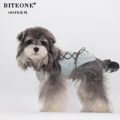 BITEONE【蓝色羁绊】设计师款猫咪狗狗衣服2026秋冬牛仔背带裤