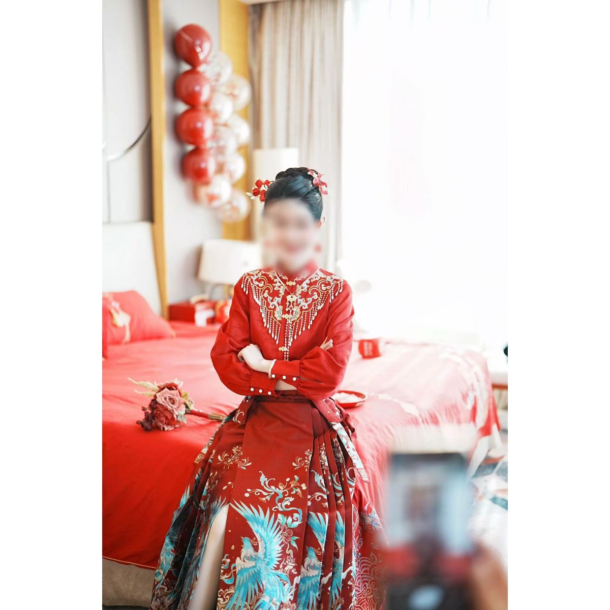 出租满庭芳灵鹊报喜红色马面裙套装2024新款女新中式国风汉服婚服
