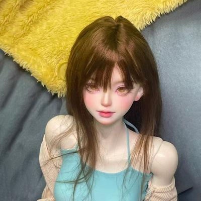bjd假发熊妹深棕色齐刘海长直发
