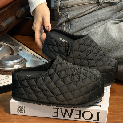 沙丁布大头松糕厚底包头半拖鞋