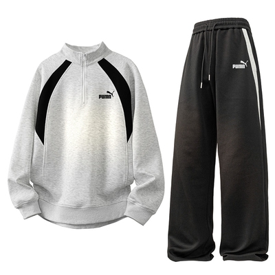 【奥莱专区】秋季新款运动休闲套装男士韩版青年半拉链卫衣两件套