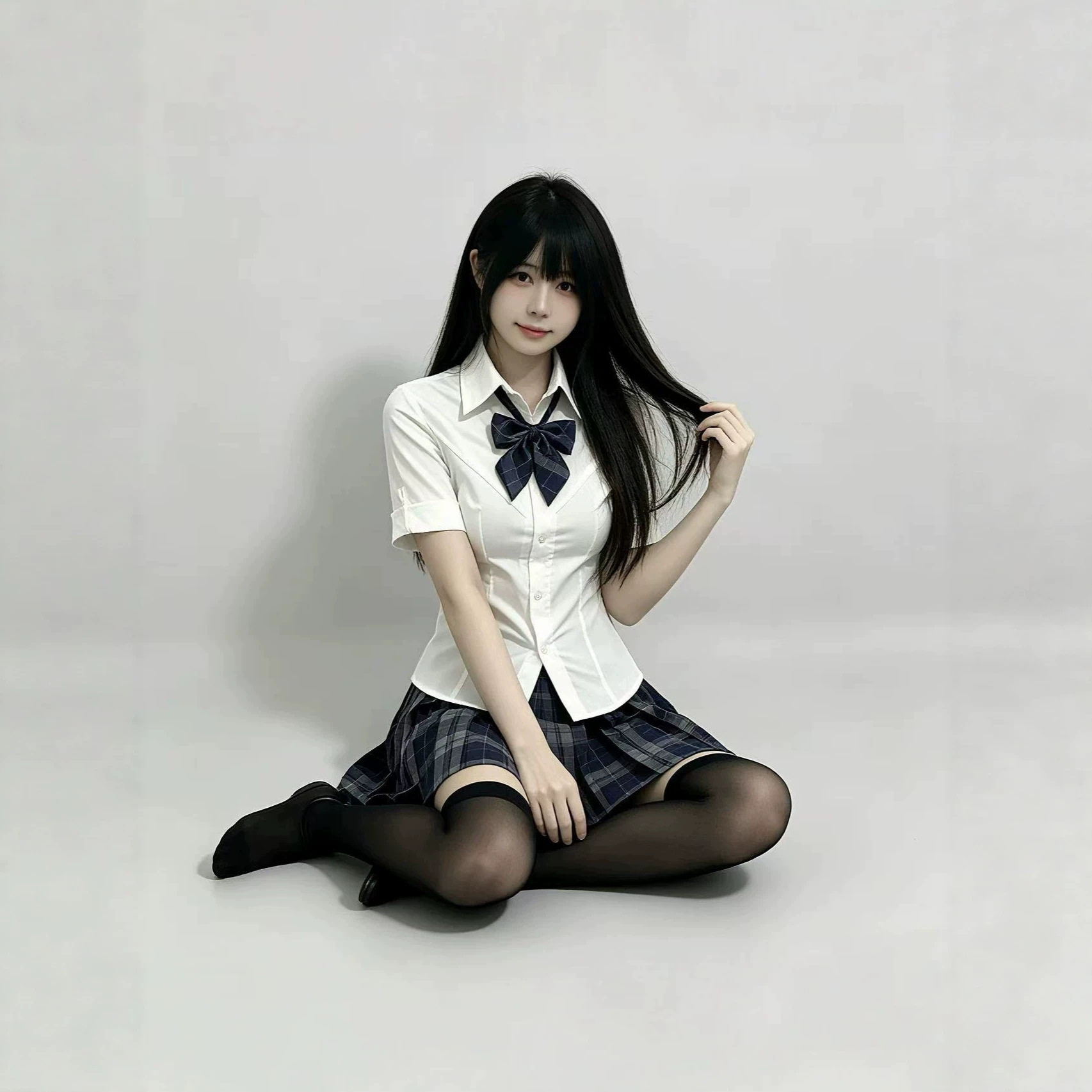 【V领衬衫】jk制服纯欲收腰短袖JK衬衫长袖上衣辣妹白色V领衬衣