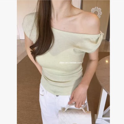 class韩国直邮031507 VEGETABLE 韩代2026  设计款斜肩T