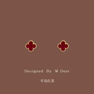 「半岛红茶」四叶草耳环蚊香盘耳夹女无耳洞轻奢高级感气质耳钉秋