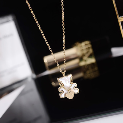 韩国钛钢镀18K金珍珠女INS项链