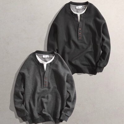 2025秋冬新男运动上衣85657学院风弹力百搭MR圆领套头假两件卫衣