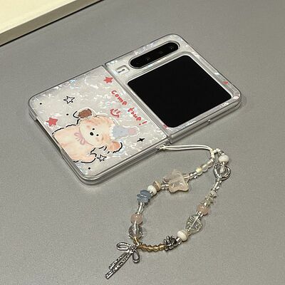 可爱蝴蝶结小狗链条适用华为PuraX折叠屏手机壳小米MIX Flip创意荣耀
