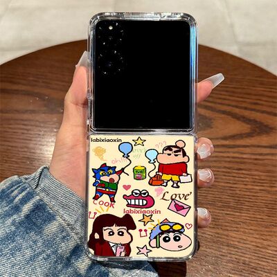 适用小米mixflip手机壳新款蜡笔小新卡通mix可爱全包透明折叠