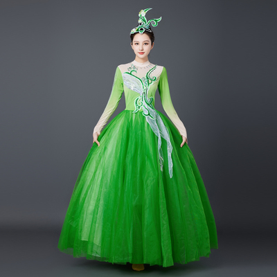 阿幸绿色开场舞大摆裙歌伴舞