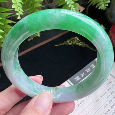 58圈口缅甸天然A货老坑种玉镯平洲翡翠手镯精选编号060D0311E