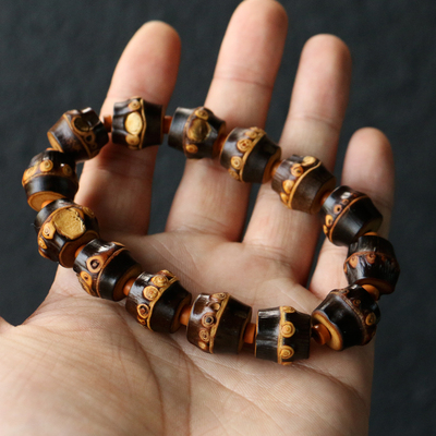 纯手工制作天然紫竹鞭手串