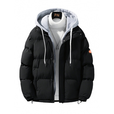 K 35334 Hong Kong style hooded thick men cotton coat 港风连
