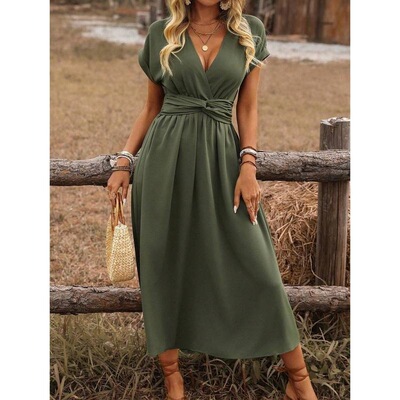 Womens SpringSummer Bohemian Vacation Style Casual Shirred