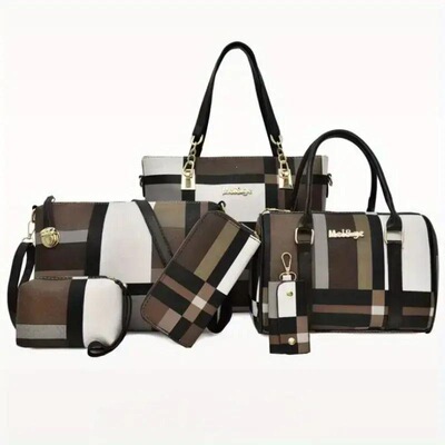 6pcs Womens Handbags Tote Bags Shoulder Bag Purses Satchel