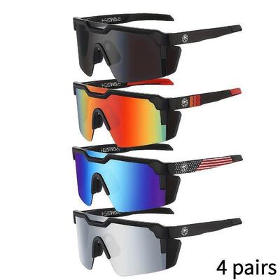 4 Pairs of Stylish Retro Sports Glasses for Men Women Black