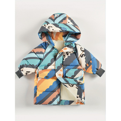 Q 85384 Mid-length Kids Cotton Coat 中长款儿童棉服跨境速