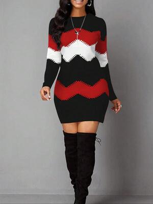 Women's Christmas Vintage Geometric Print Casual Long