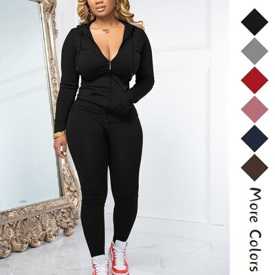 Women Two Piece Outfits Workout Sets Bodycon Tracksuit Long