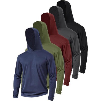 5 Pack Sun Protection Hoodie for Men UV Long Sleeve Shirts
