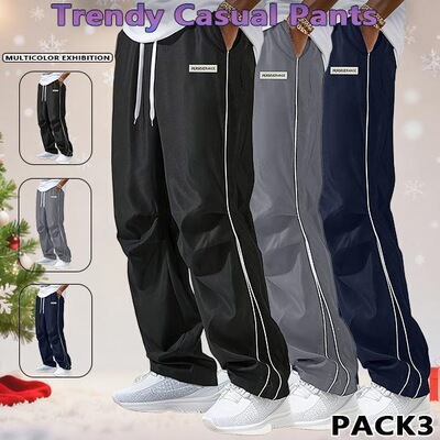 Mens Loose Sports Pants Men Trousers Grey Side Stripeswith