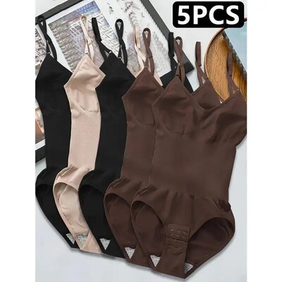 5pcs Womens Seamless Shapewear Bodysuit with Abdominal