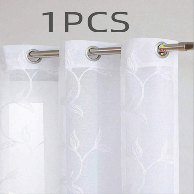 B 58415 Leaf embroidered sheer curtain 绿叶绣花客厅窗纱