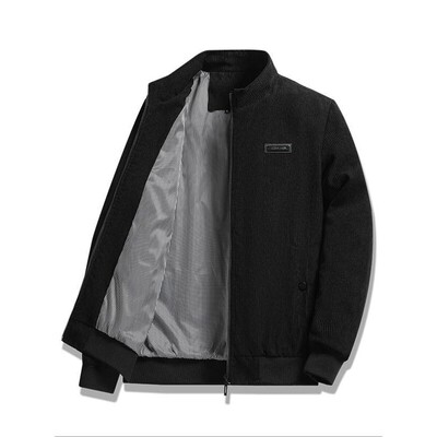 Men's Solid Patched Pocket Zip Up Jacket Regular Fit Casual